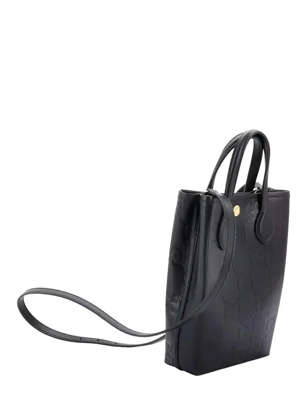 Gucci Vertical Gg Embossed Leather Mini Tote Bag - Black