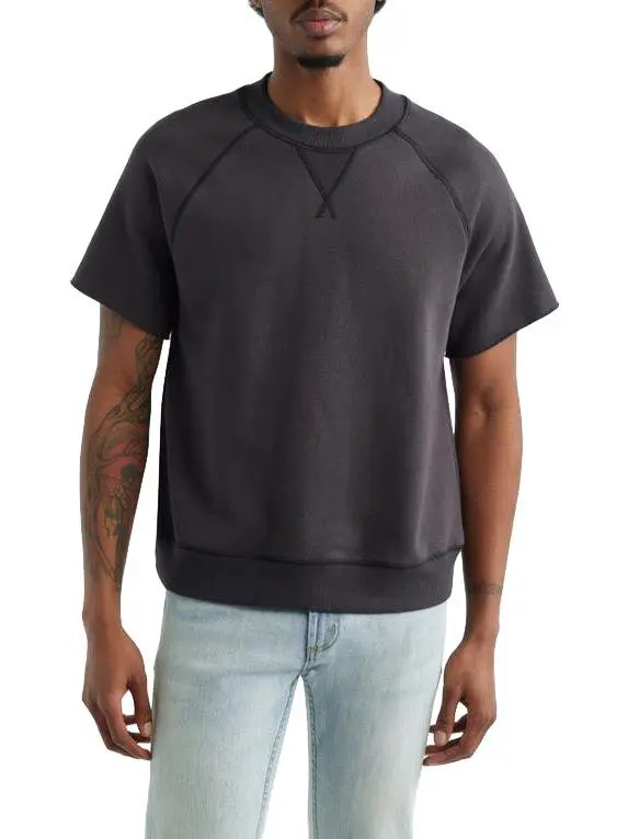 Bp. Relaxed Fleece Short Sleeve Sweatshirt - Black Faded