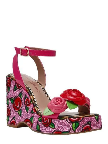 Betsey Johnson Lizzette Wedge Sandal - Fushia Rose