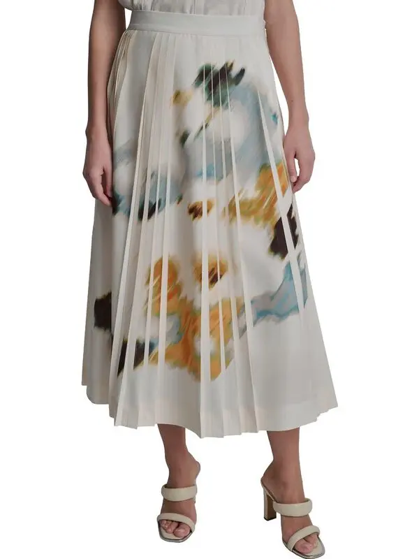Dkny Abstract Print Pleated Skirt - Sunburst Floral