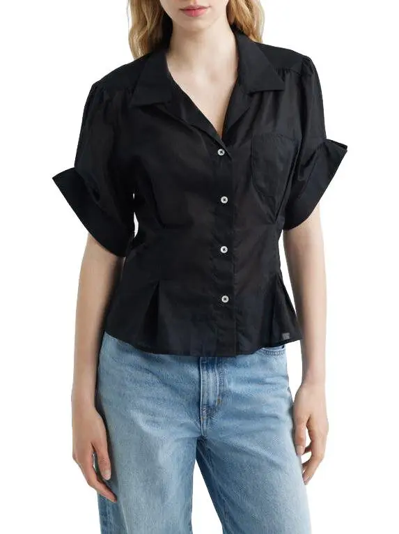 CISSA Sheer Cotton Button-up Shirt - Black Sheer