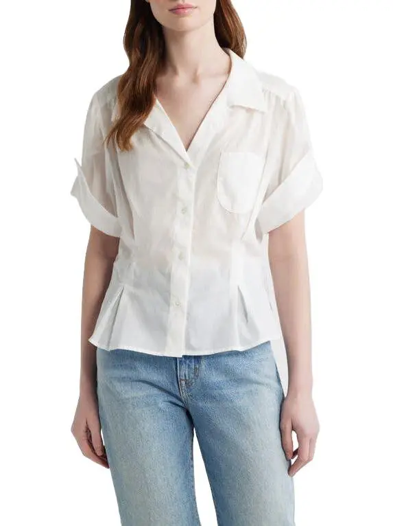 CISSA Sheer Cotton Button-up Shirt - White Sheer