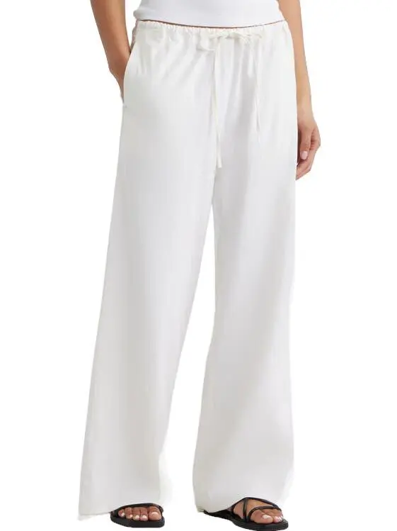 OPEN EDIT Linen Blend Wide-leg Pants - White