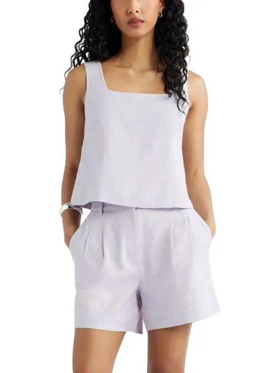OPEN EDIT Sleeveless Linen Blend Top - Purple Evening