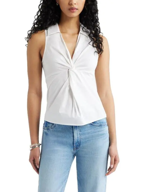 OPEN EDIT Twist Front Sleeveless Top - White