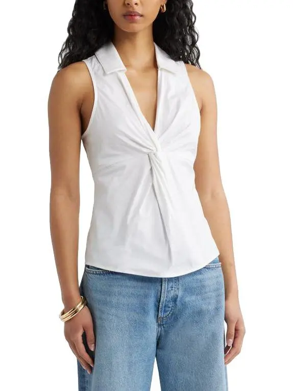 OPEN EDIT Twist Front Sleeveless Top - White