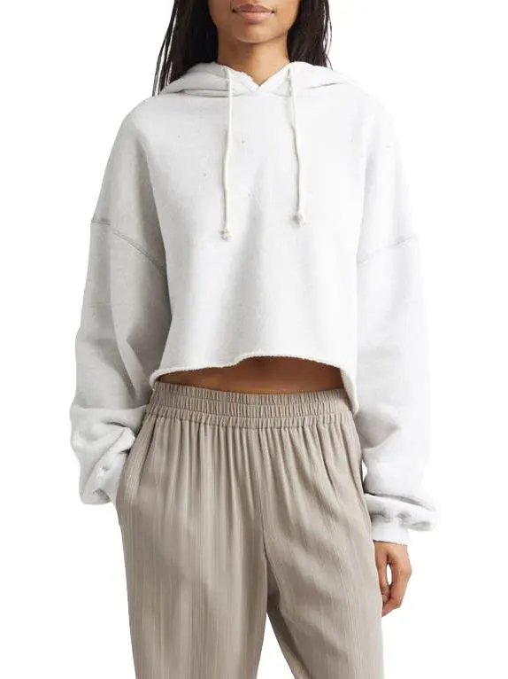 GOLDEN GOOSE Star Oversized Cropped Cotton Hoodie - Vintage Gray Melange