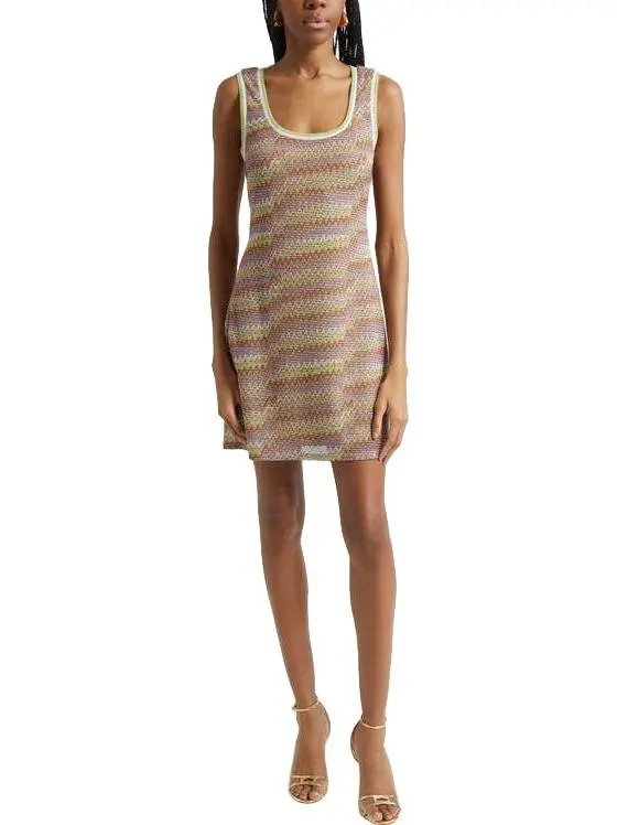Ramy Brook Liora Metallic Chevron Stripe Dress - Multi Lurex Knit