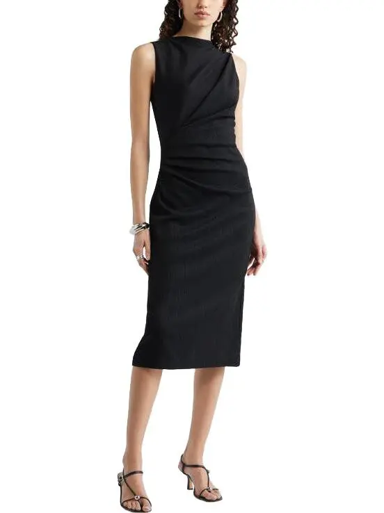 Nordstrom Pleated Sleeveless Dress - Black