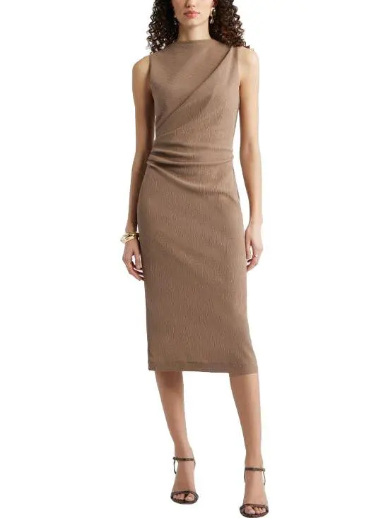 Nordstrom Pleated Sleeveless Dress - Brown Lentil