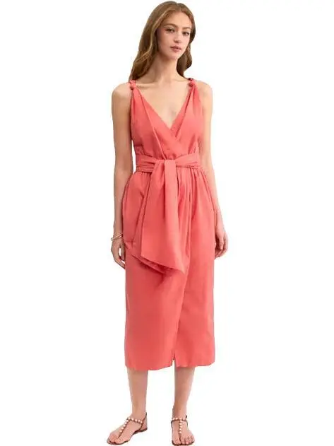 Rebecca Taylor Brielle Poplin Midi Dress - Coral Blush