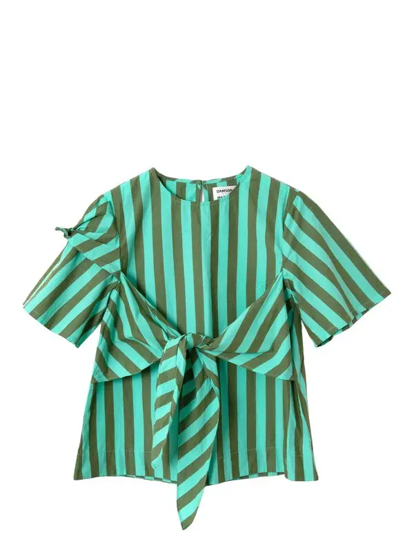 DAMSON MADDER Estelle Stripe Tie Waist Top - Aqua