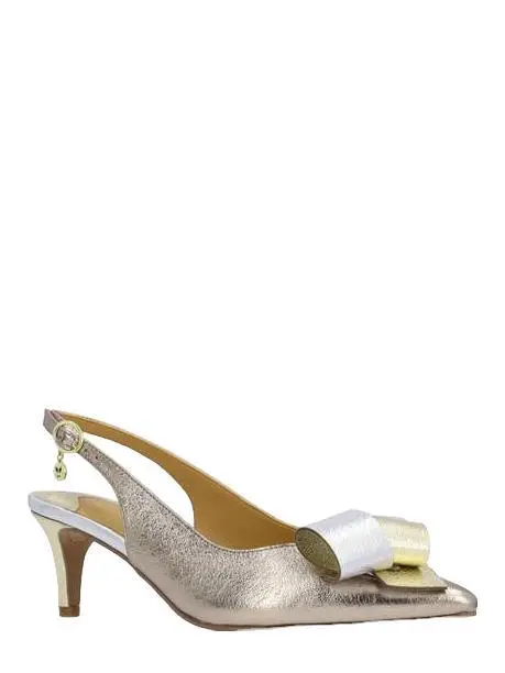 J. Reneé Delara Pointed Toe Slingback Pump - Taupe/gold/silver