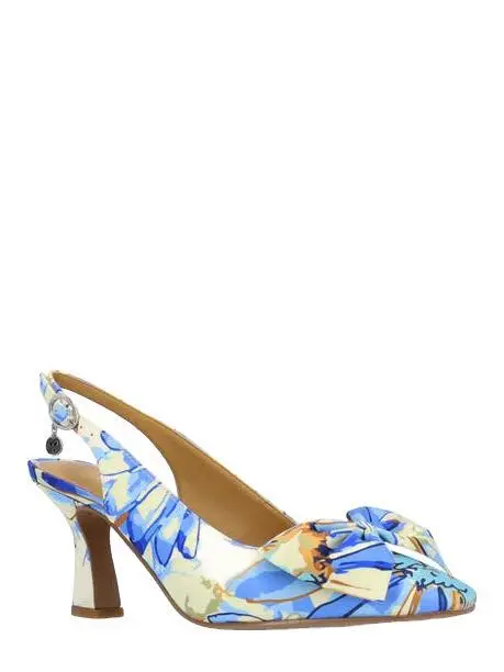 J. Reneé Harlan Floral Bow Slingback Pumps - Blue/cream