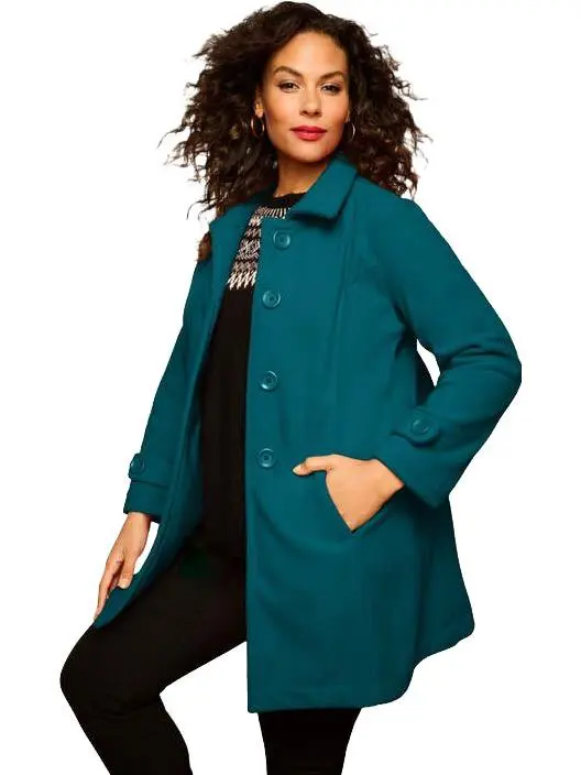 ROAMAN'S Button-up Fleece Jacket - Deep Lagoon