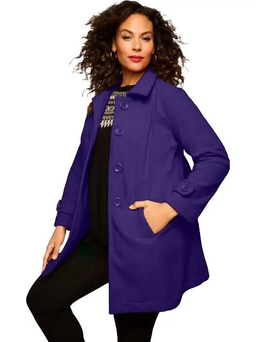 ROAMAN'S Button-up Fleece Jacket - Midnight Violet
