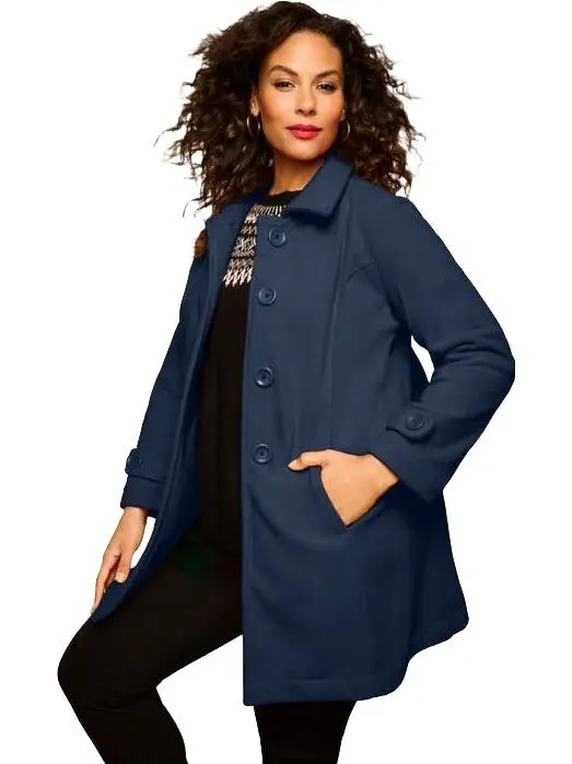 ROAMAN'S Button-up Fleece Jacket - Navy