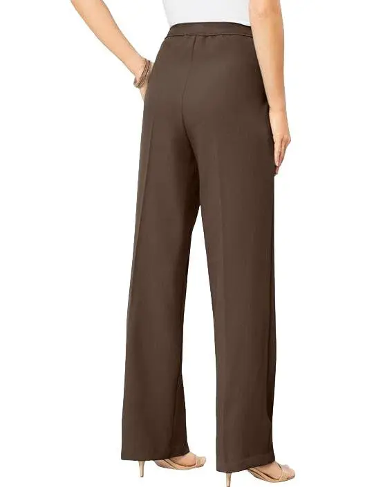 ROAMAN'S Wide Leg Bend Over® Pant - Chocolate