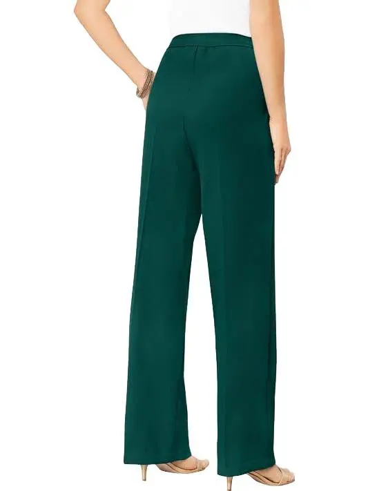 Roaman's Wide Leg Bend Over® Pant - Emerald Green