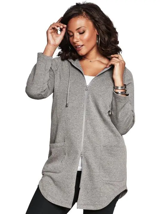ROAMAN'S Fleece Zip Hoodie Sweatshirt - Medium Heather Grey