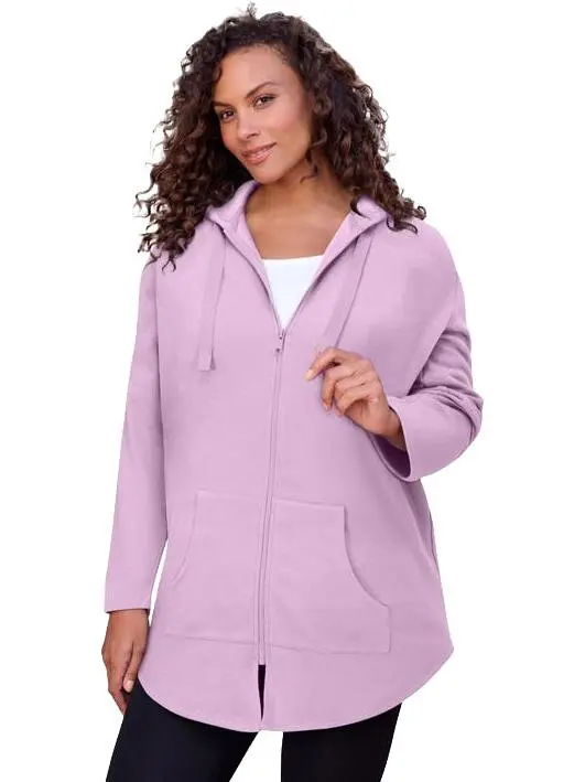 ROAMAN'S Fleece Zip Hoodie Sweatshirt - Pale Lavender