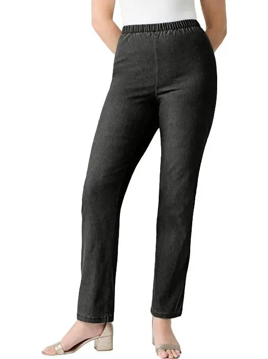 Roaman's Comfort Stretch Straight Leg Jean - Black Denim