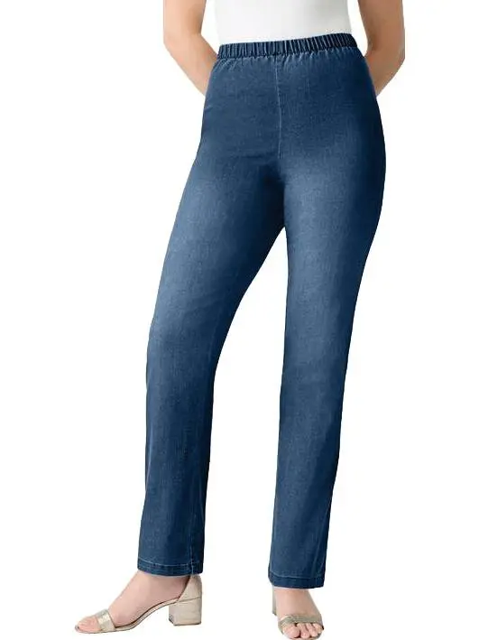 Roaman's Comfort Stretch Straight Leg Jean - Medium Stonewash Sanded
