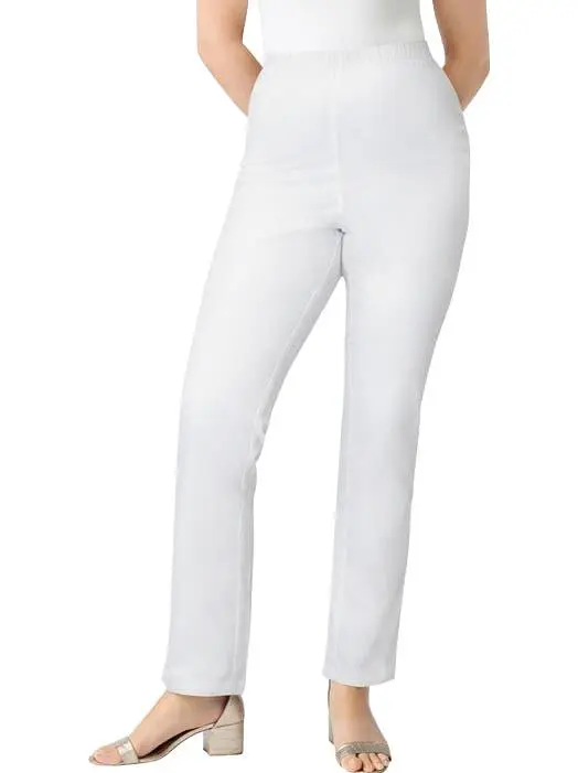 Roaman's Comfort Stretch Straight Leg Jean - White Denim