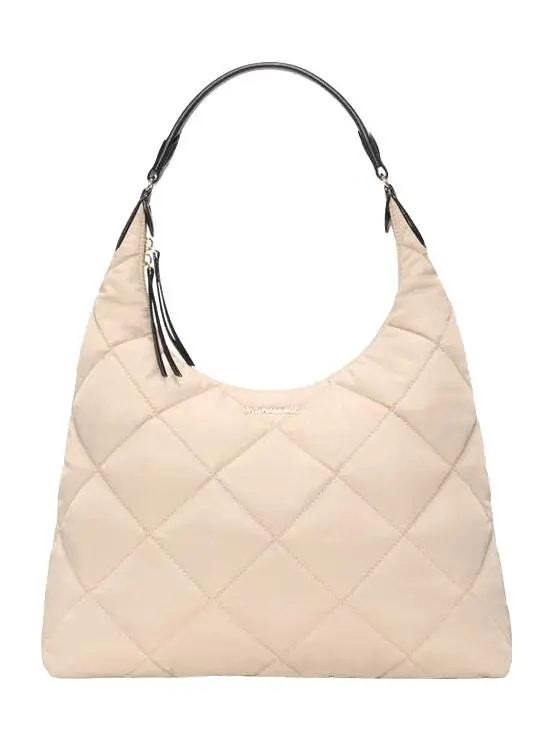 Mz Wallace Quilted Nylon Shoulder Bag - Buff/black
