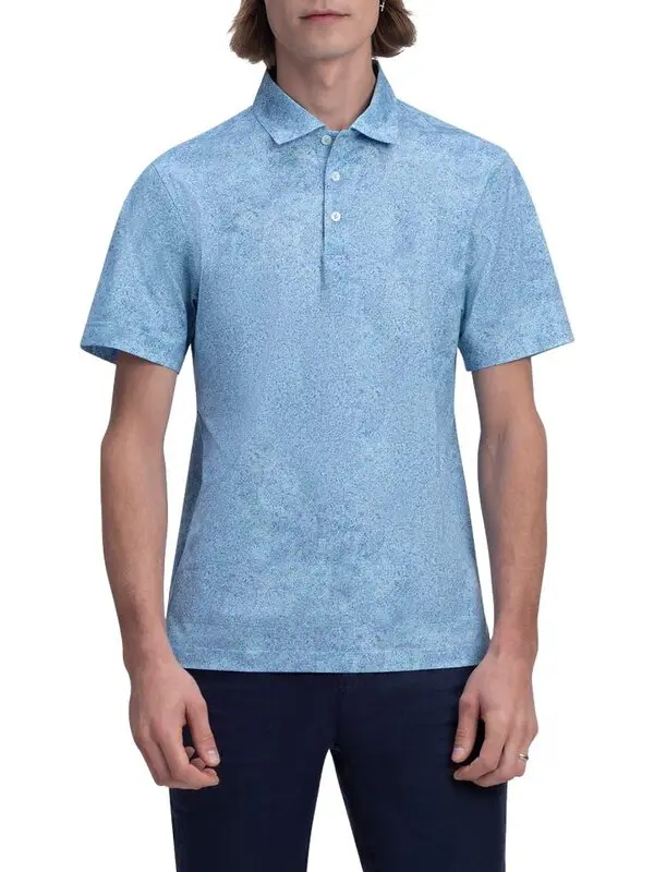Bugatchi Ooohcotton® Abstract Print Stretch Cotton Polo - Aqua
