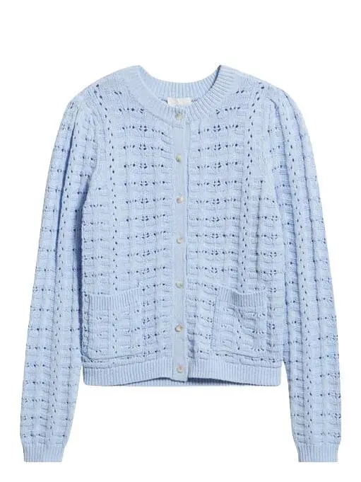 Caslon Pointelle Stitch Cardigan - Blue Windsurfer