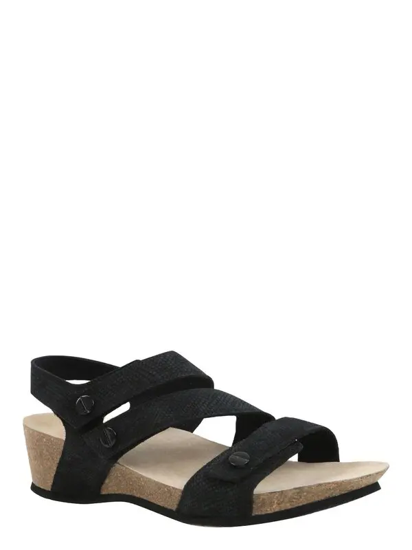 Munro Del Mar Sandal - Black Lizard Suede