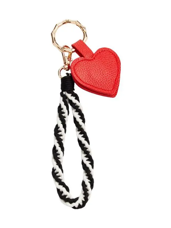 Chelsea28 Heart Faux Leather Bag Charm - Red Multi- Gold