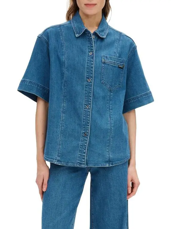 BAYEAS Zephyrine Denim Button-up Shirt - Medium Blue