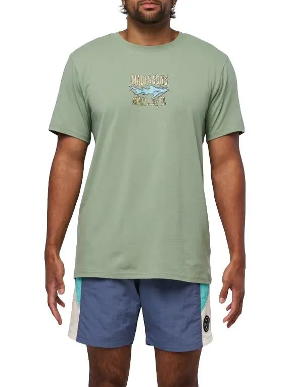MAUI & SONS Shark Surf Graphic T-shirt - Sage