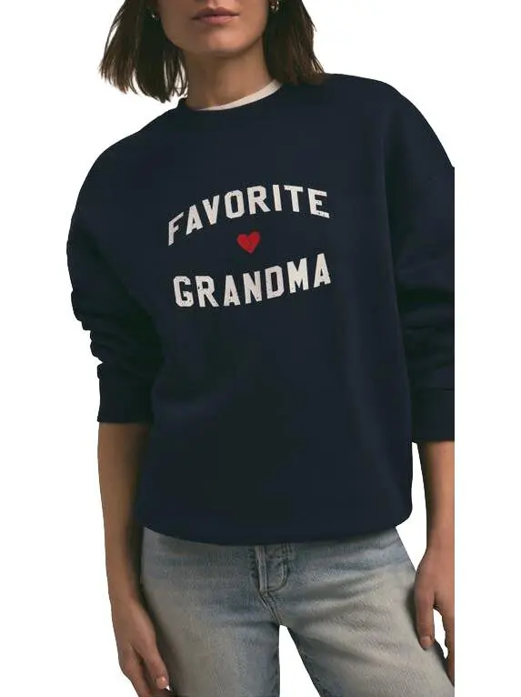 FAVORITE DAUGHTER Favorite Grandma Cotton-blend Sweatshirt - Navy