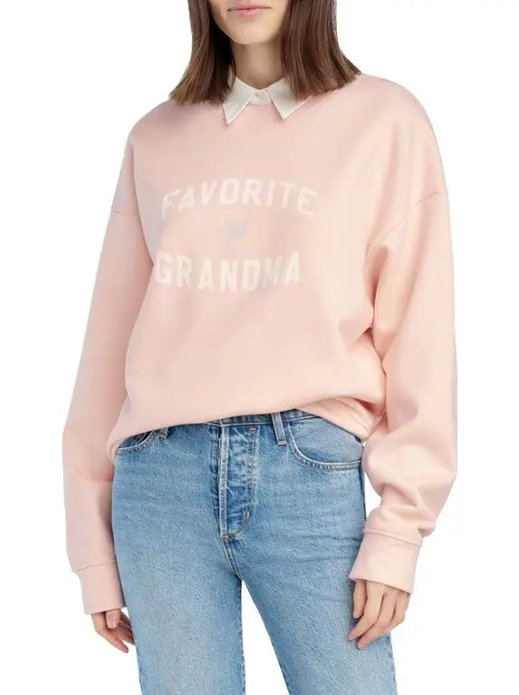 FAVORITE DAUGHTER Favorite Grandma Cotton-blend Sweatshirt - Pale Pink/gardenia