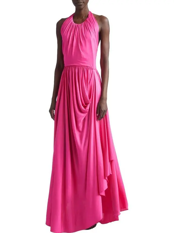 Givenchy Draped Jersey Halter Neck Gown - Fuchsia