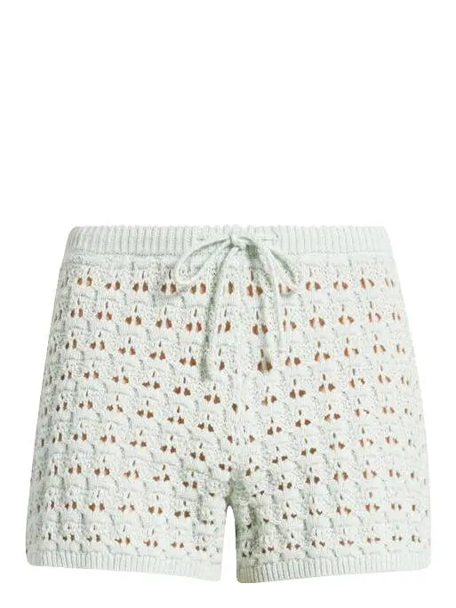 Bp. Open Stitch Linen-blend Shorts - Green Cloud