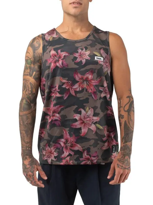 VAST Aqua Terra Floral Blend Performance Tank Top - Camo