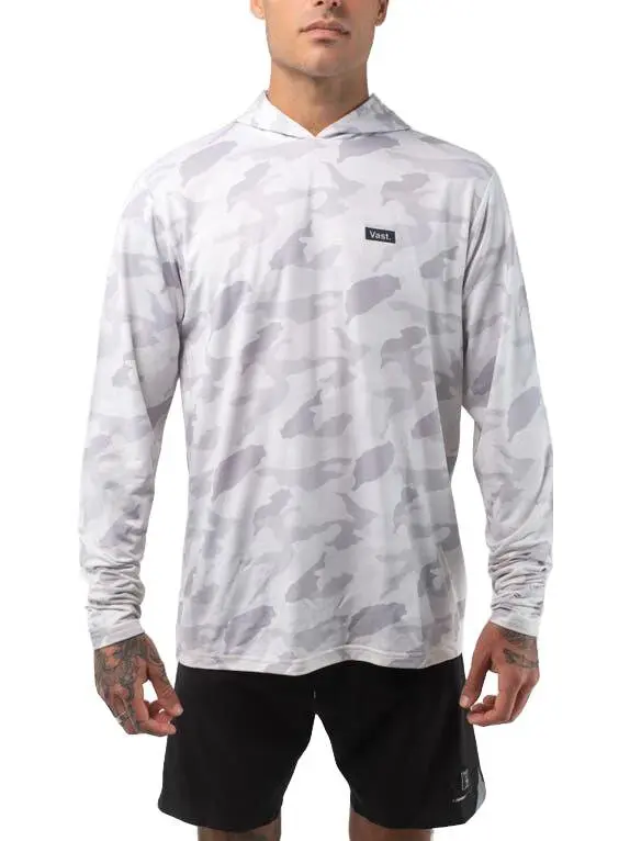 VAST Aqua Terra Camo Tech Performance Hoodie - Light Grey