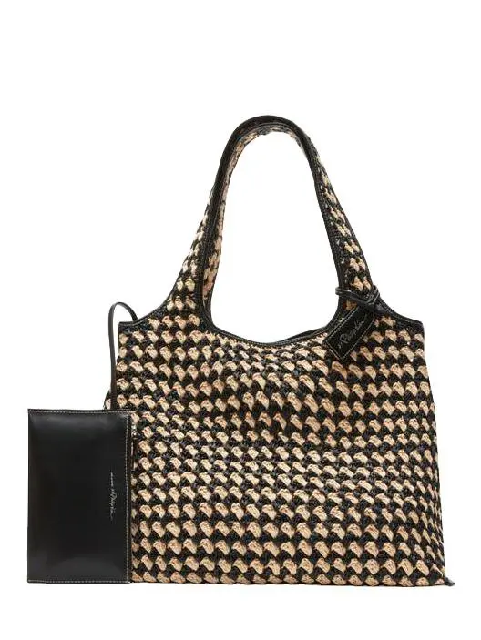 3.1 Phillip Lim Crochet Raffia Market Tote Bag - Black-buckwheat