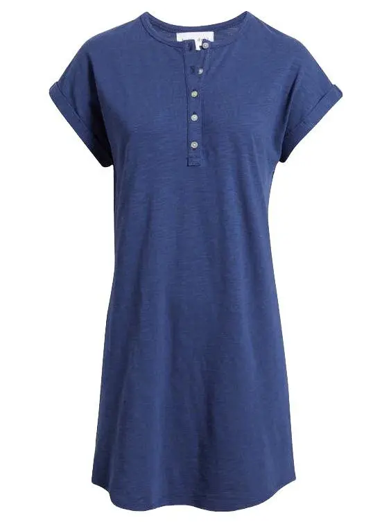 Bella Dahl Placket Cap-sleeve Dress - Midnight Surf