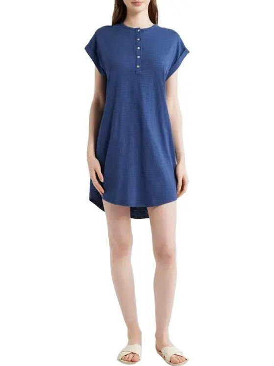 Bella Dahl Placket Cap-sleeve Dress - Midnight Surf