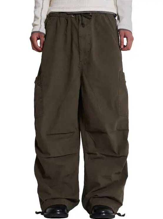 JADED LONDON Cotton Cargo Parachute Pants - Khaki