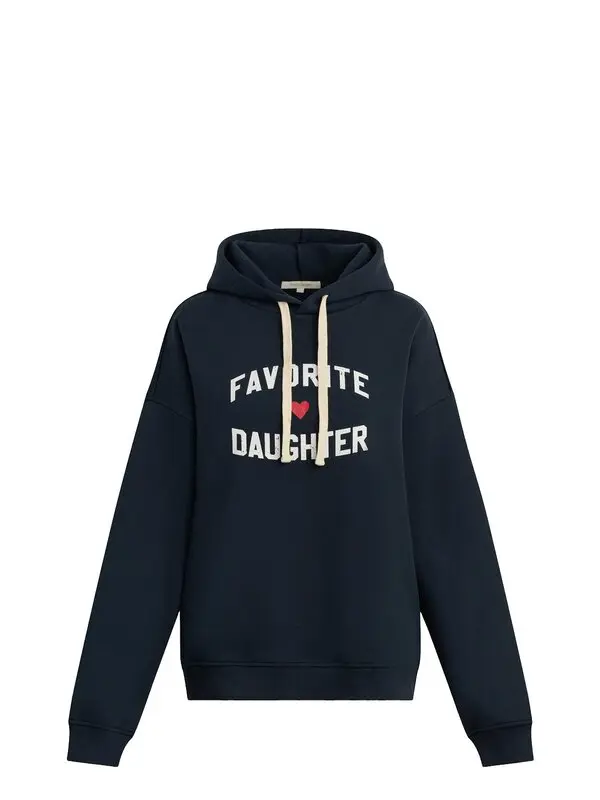 FAVORITE DAUGHTER Heart Logo Hoodie - Navy/white