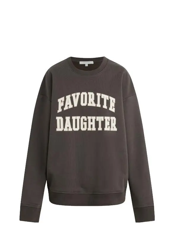 FAVORITE DAUGHTER Collegiate Cotton-blend Sweatshirt - Coffee/gardenia