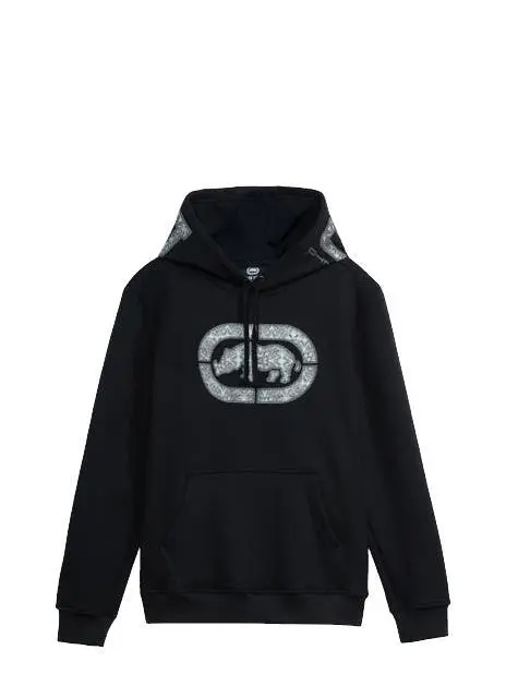 ECKO Overstand Sleeve Print Hoodie - Black