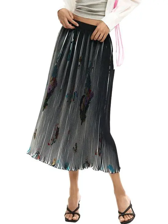 Desigual Plissé Midi Skirt - Black