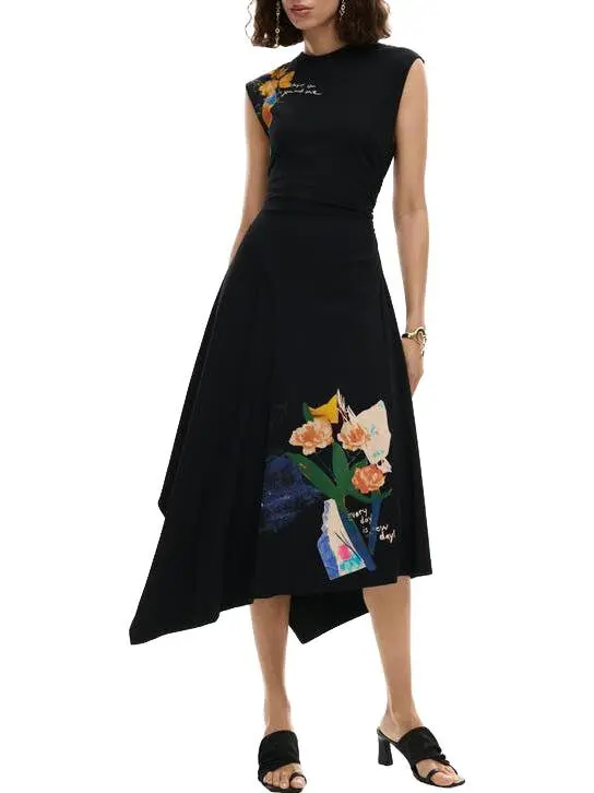 Desigual Asymmetric Sleeveless Dress - Black